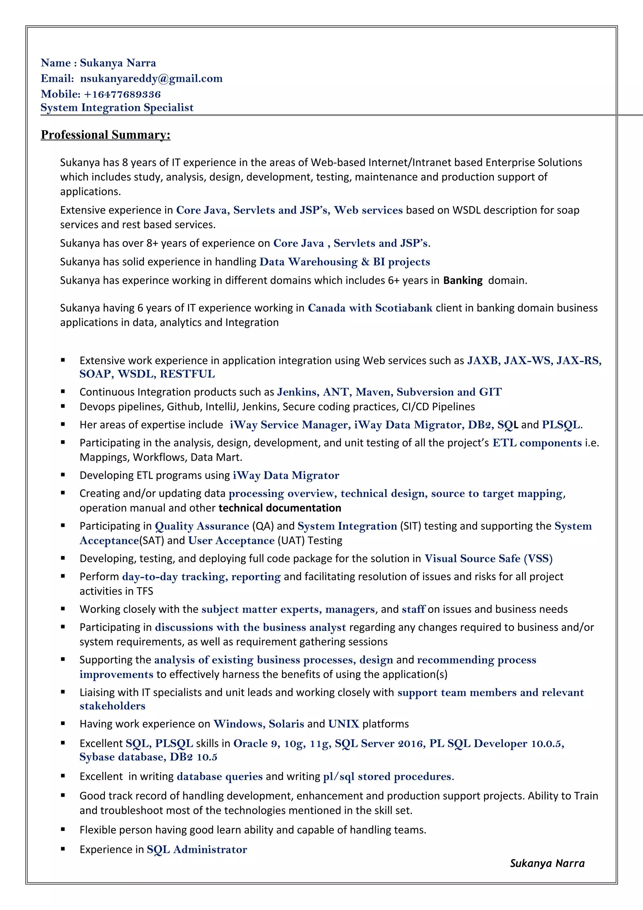 8+ years of experience in Java/J2EE technologies | DOC