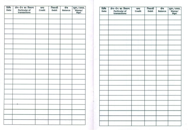 Sukanya samriddhi scheme - Passbook sample