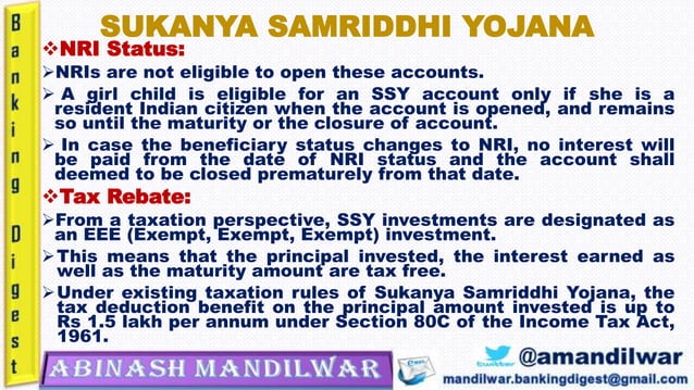 Sukanya Samriddhi Yojana (सुकन्या समृद्धि योजना) SSA Scheme Details in ...