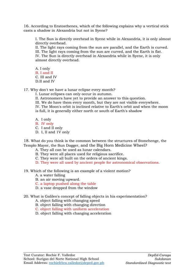 SUKDANAN DIAGNOSTIC TEST IN PHYSICAL SCIENCE ANSWER KEYY.pdf ...