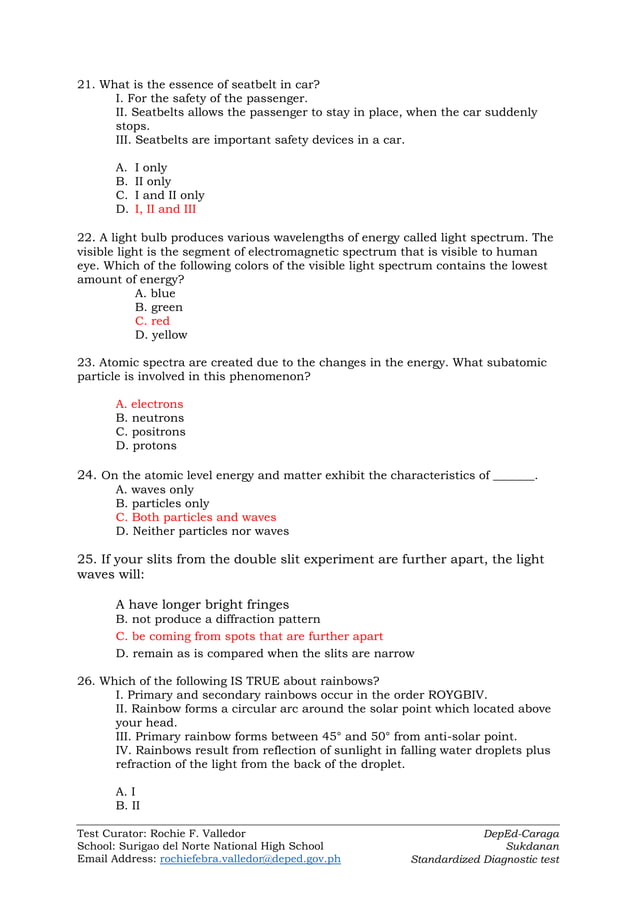 SUKDANAN DIAGNOSTIC TEST IN PHYSICAL SCIENCE ANSWER KEYY.pdf ...