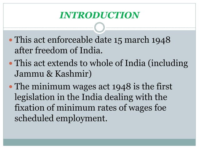 Minimum Wages Act 1948 | PPT