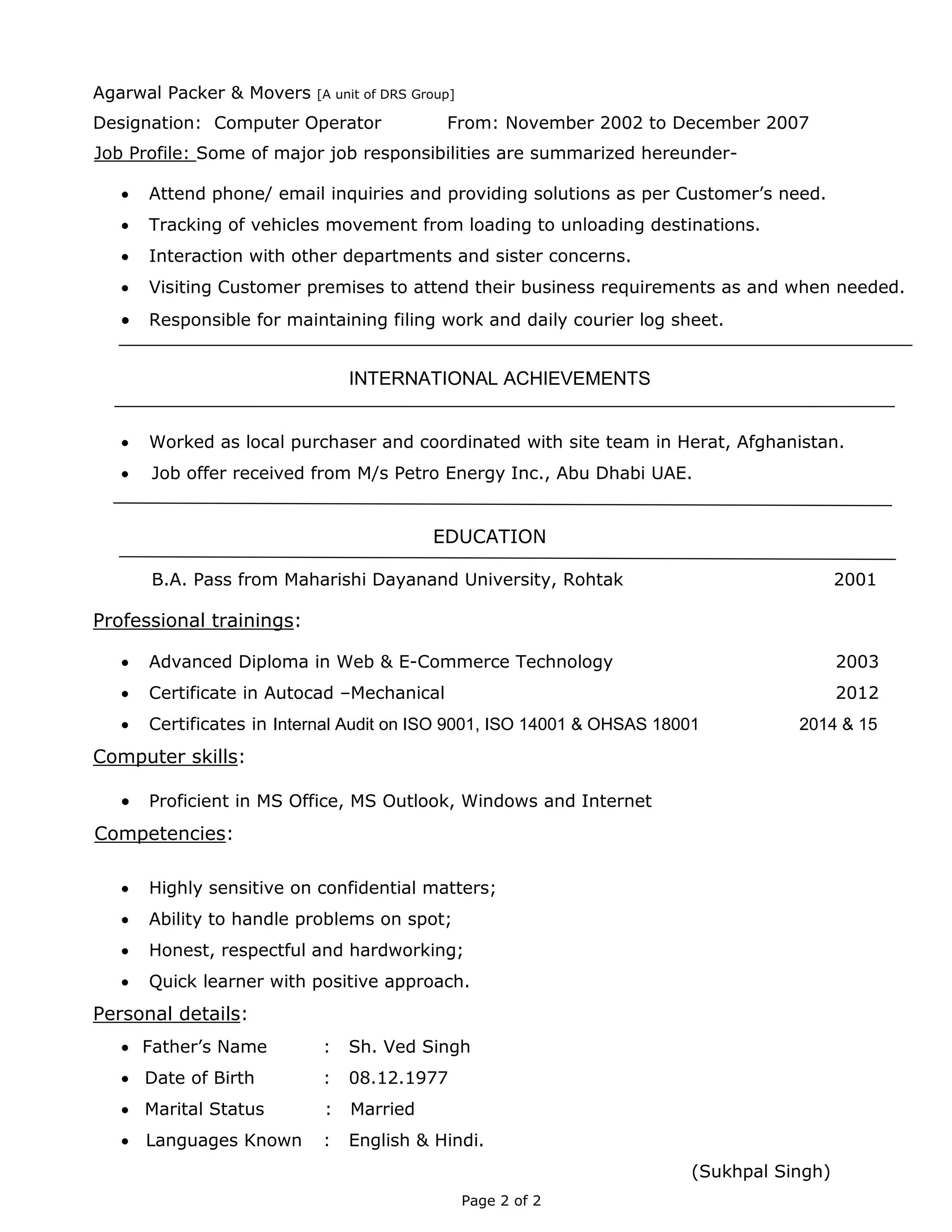 Curriculum Vitae | PDF