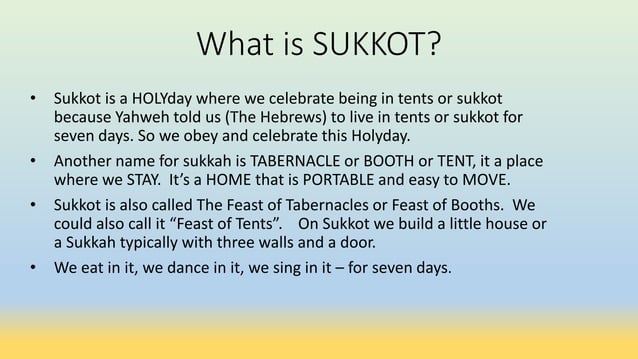 Sukkot (Feast of Tabernacle) lesson | PPTX | Christianity | Religion ...