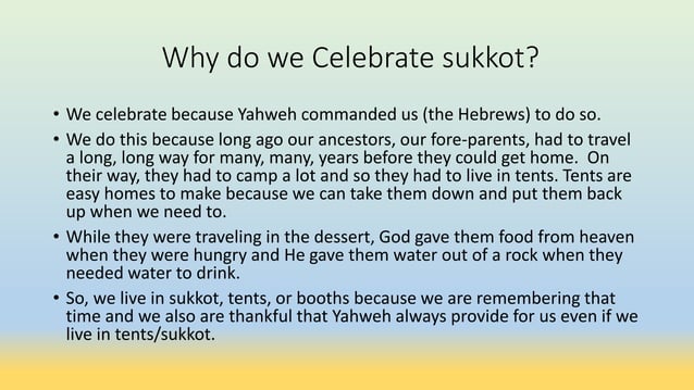 Sukkot (Feast of Tabernacle) lesson | PPTX | Christianity | Religion ...