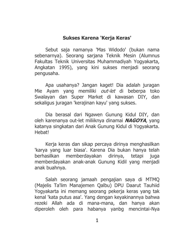Sukses karena kerja keras | PDF