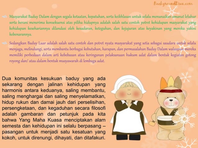 Dinamika Masyarakat Suku Baduy Dalam dan Baduy Luar | PPT