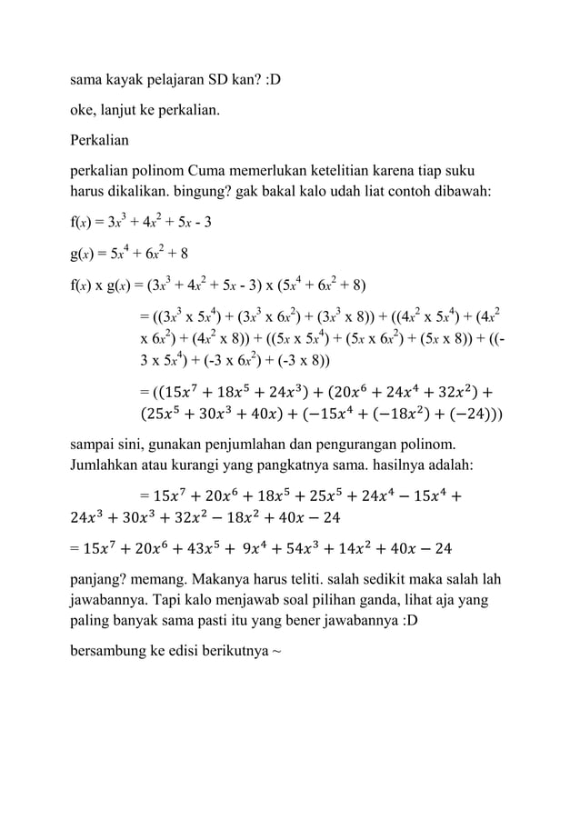 Cara mudah belajar Polinom/Suku banyak | PDF
