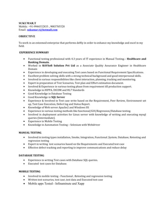 Sukumar resume | PDF