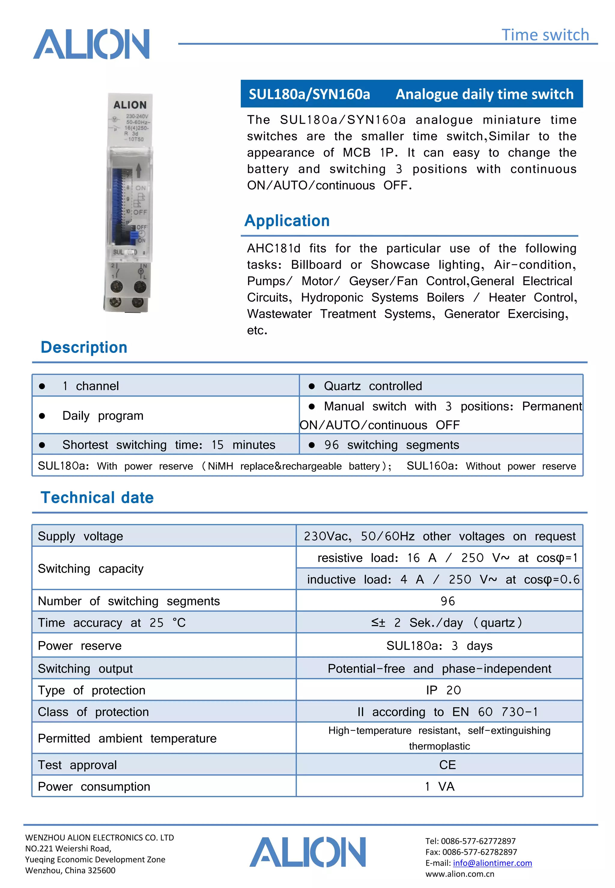 Sul180a analogue daily time switch | PDF