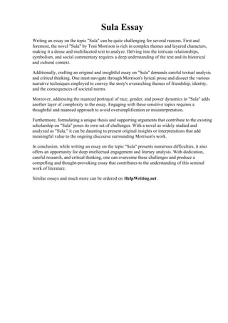 Sula Essay | PDF