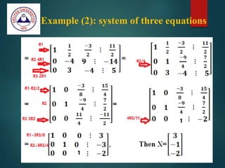 Solving linear equation systems using direct methods: Gauss Jordan and Aitken methods | PPTX