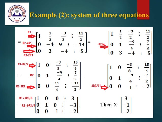 Solving linear equation systems using direct methods: Gauss Jordan and ...