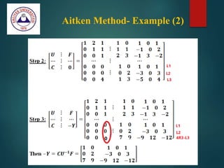 Solving linear equation systems using direct methods: Gauss Jordan and Aitken methods | PPTX