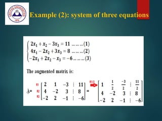 Solving linear equation systems using direct methods: Gauss Jordan and Aitken methods | PPTX