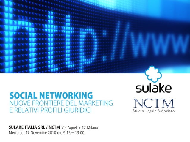 SULAKE ITALIA - NCTM La condivisione dei dati personali e la ...