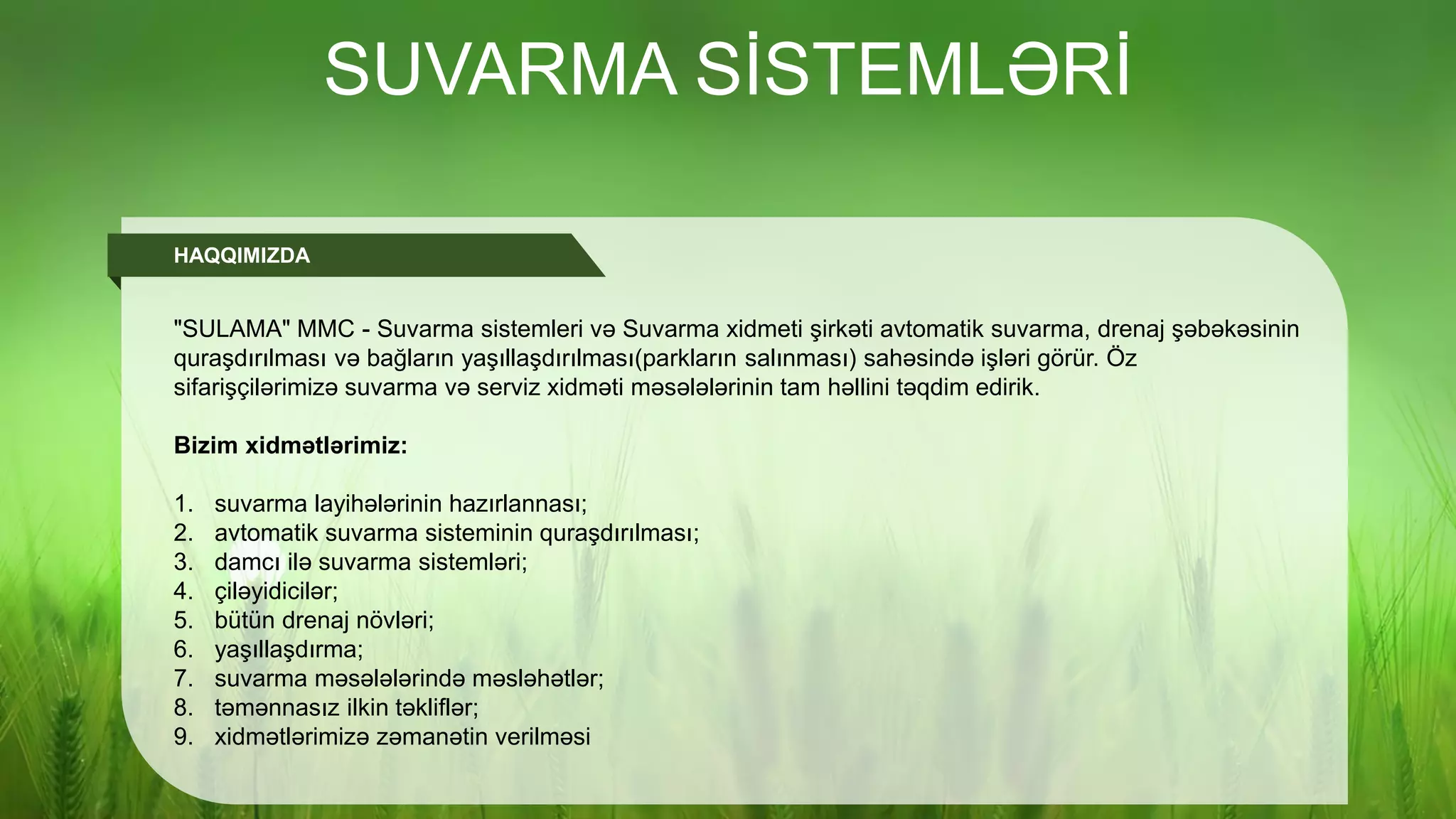 Suvarma sistemleri |Suvarma sistemelrinin qurasdirilmasi |Suvarma ...