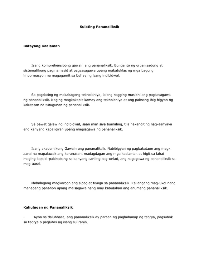 Sulating pananaliksik | PDF