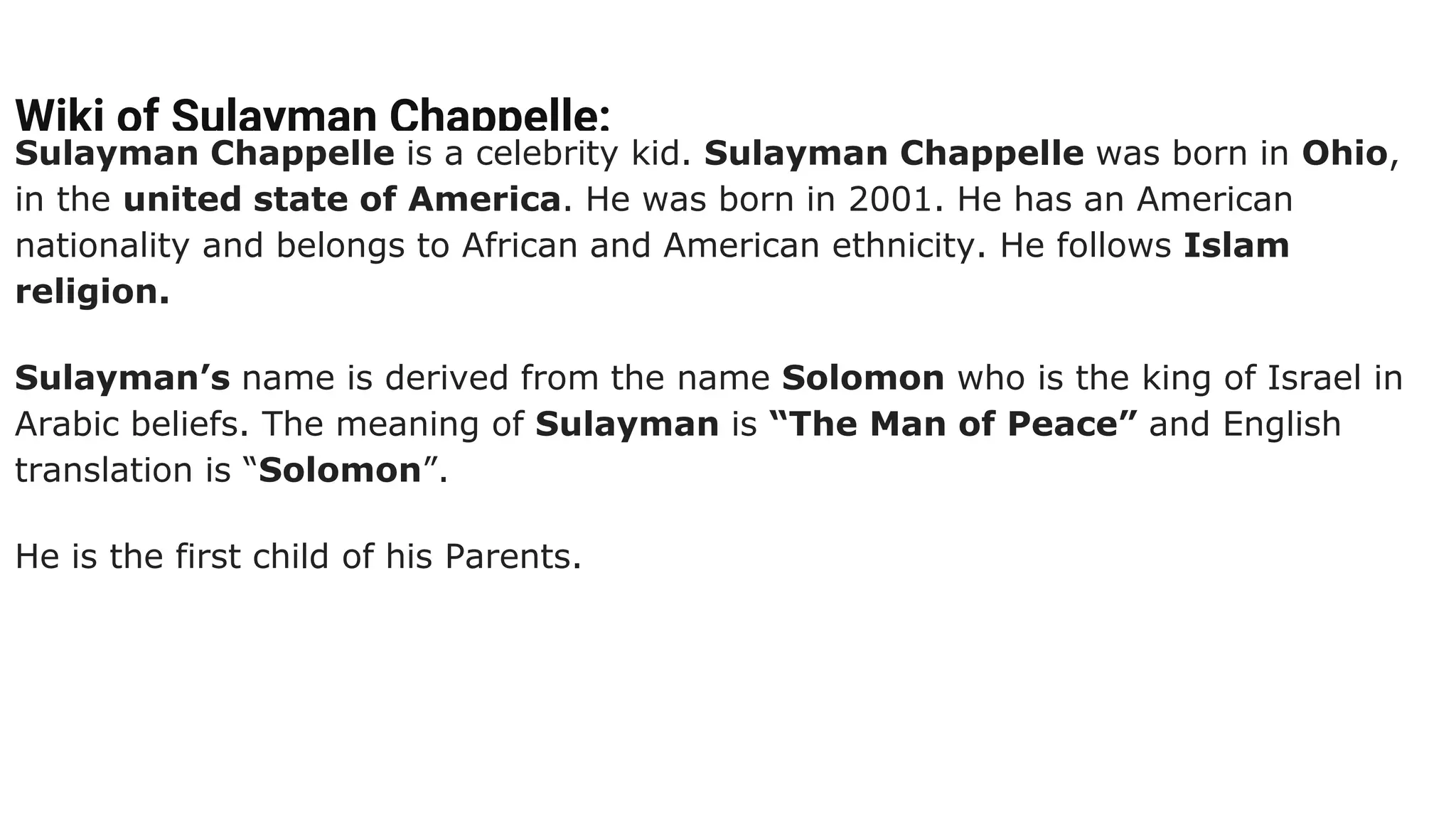 Sulayman Chappelle Wiki | PPTX
