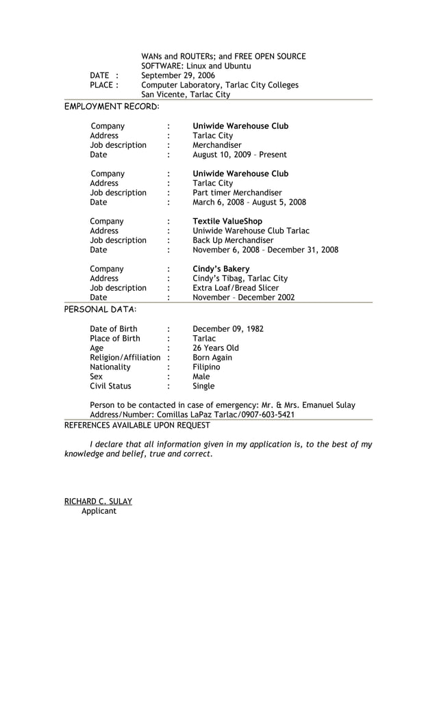 My Resume | DOC | Technology & Computing