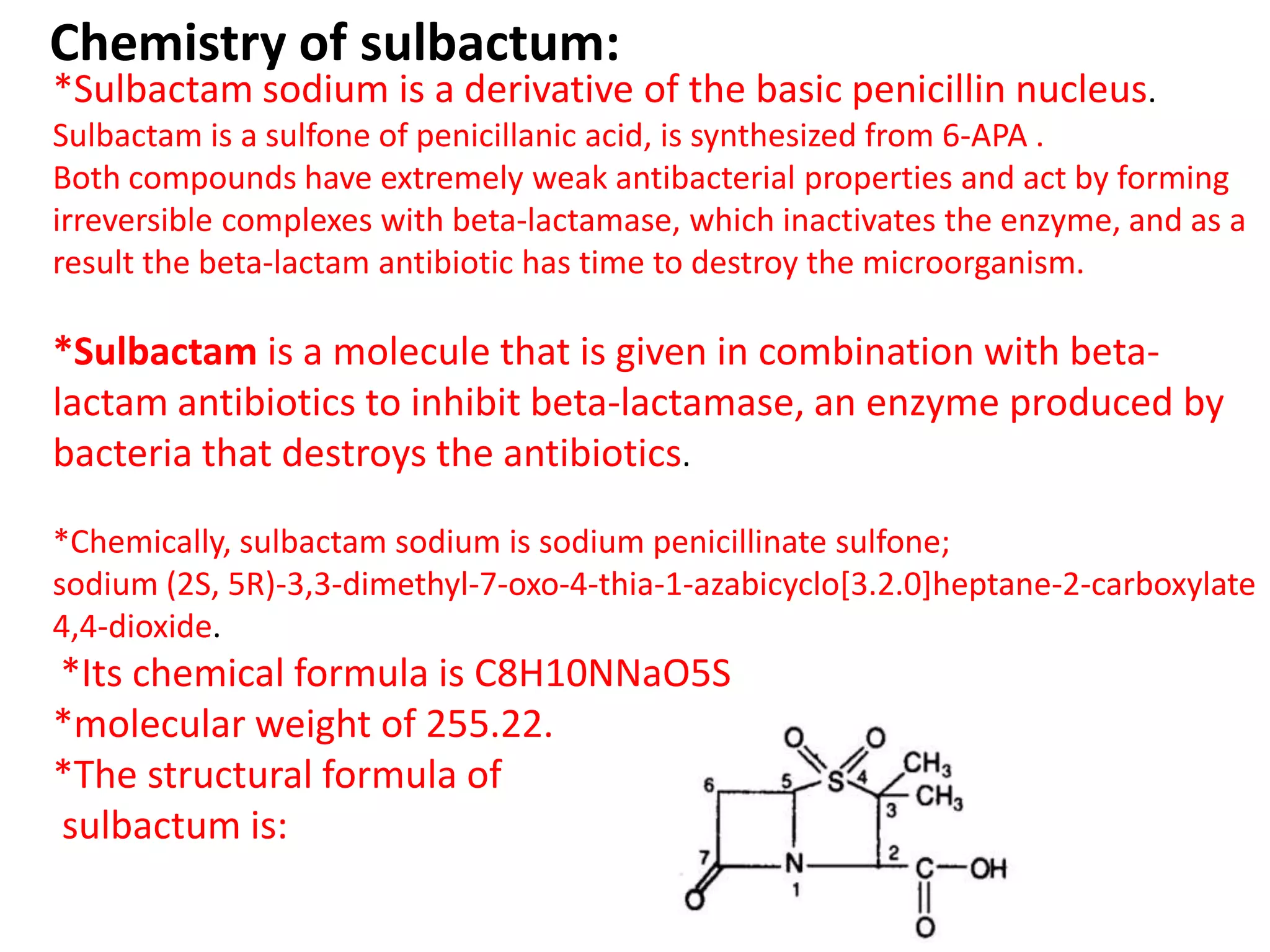 SULBACTAM -BETALACTAMASE INHIBITOR,INTRODUCTION,MECHANISM OF ACTION,SAR ...