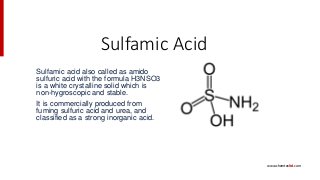 Sulfamic Acid Manufacturers in India | Chemtex Speciality Limited | PPT