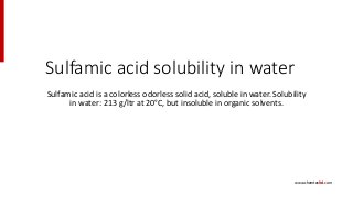 Sulfamic Acid Manufacturers in India | Chemtex Speciality Limited | PPT