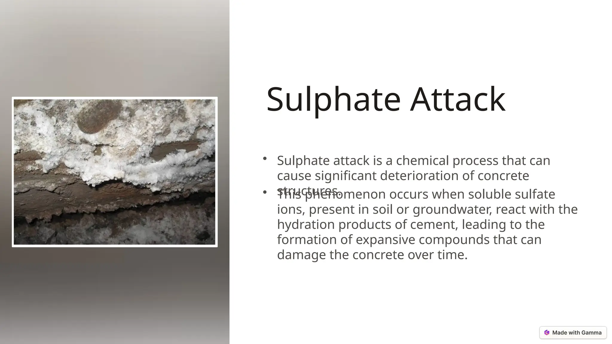 Sulfate-Attack chloride attack. Power point presentation | PPT