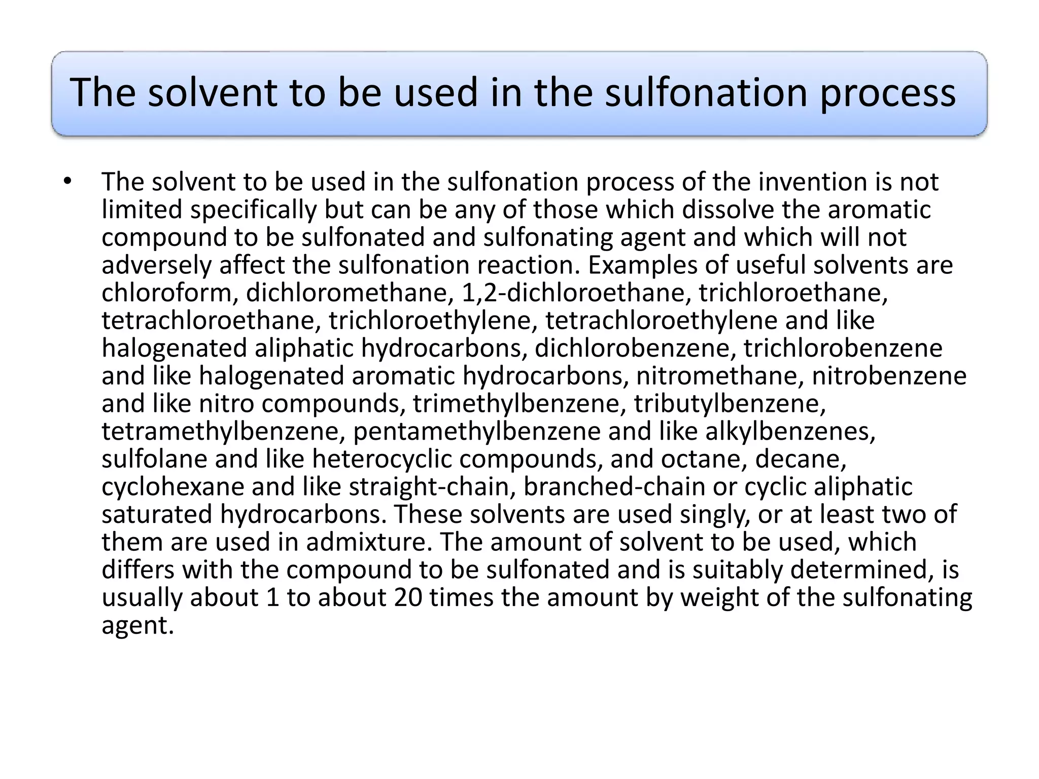 Sulfonation agents, process, problems & examples | PPTX