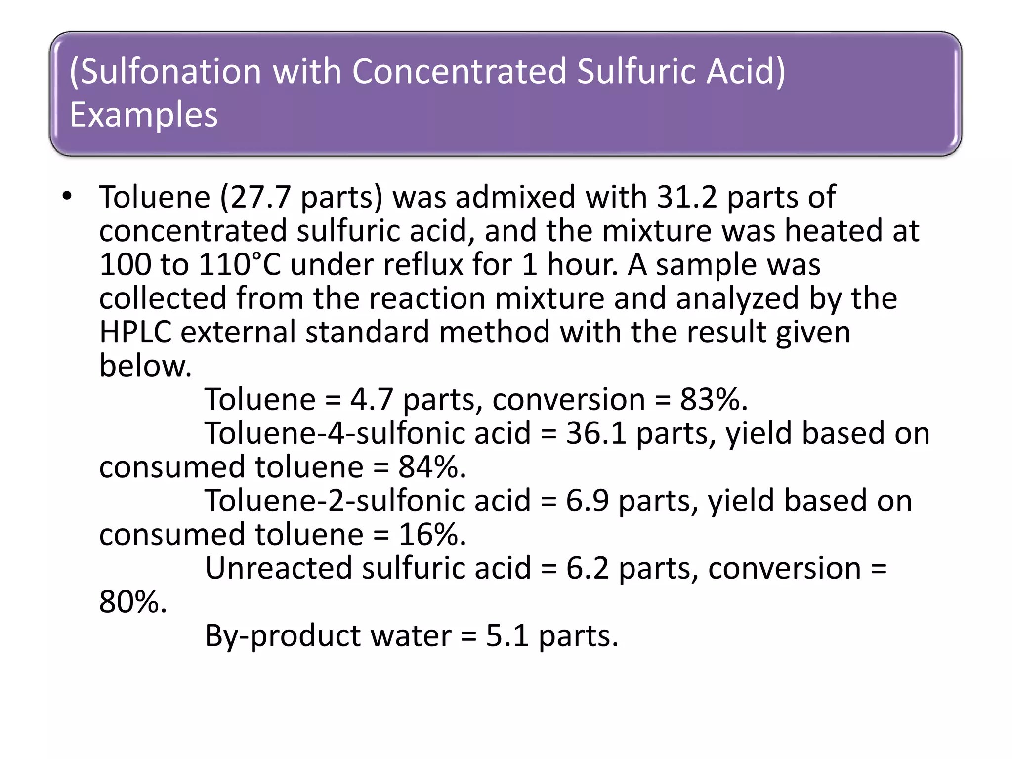 Sulfonation agents, process, problems & examples | PPTX