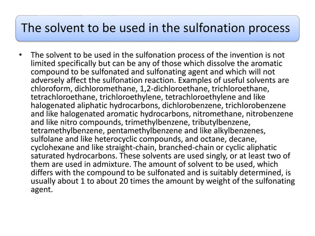 Sulfonation agents, process, problems & examples | PPTX