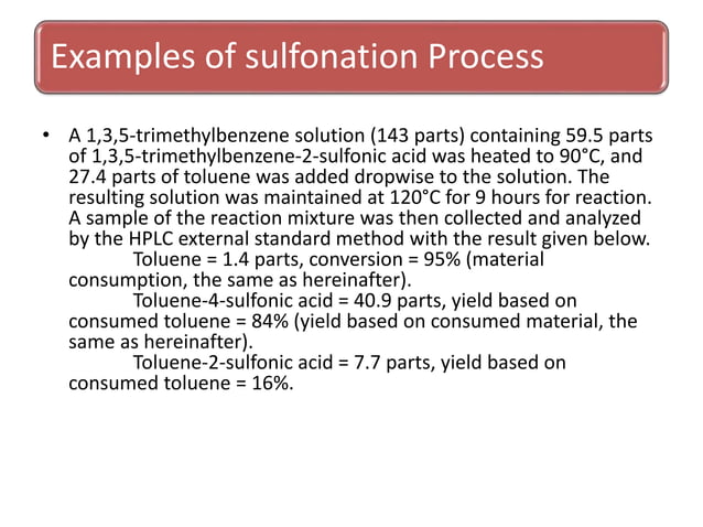 Sulfonation agents, process, problems & examples | PPTX