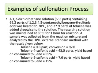 Sulfonation agents, process, problems & examples | PPTX