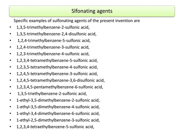 Sulfonation agents, process, problems & examples | PPTX