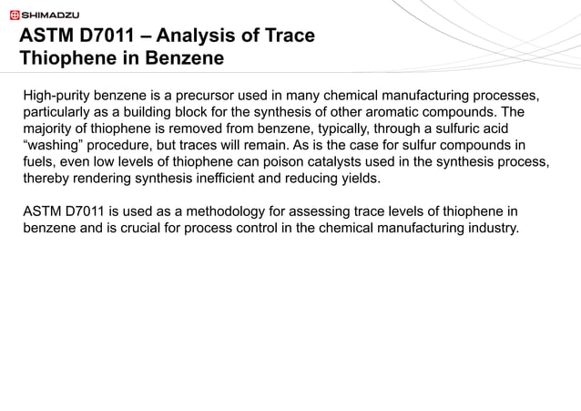 Sulfur Analysis by GC-SCD using Shimadzu’s SCD-2030 for ASTM D5504, D5623, and D7011 | PDF ...