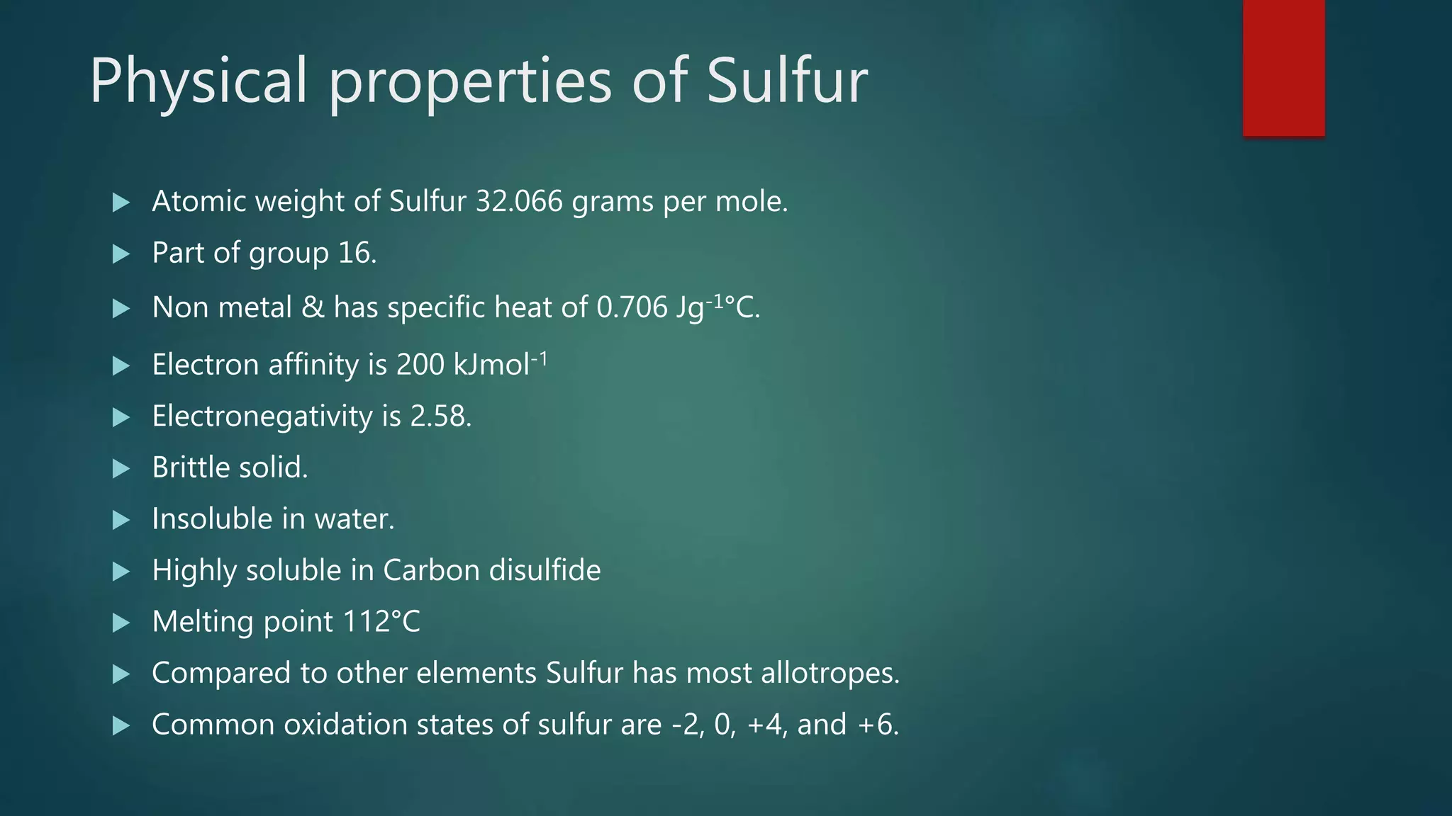 Sulfur chemistry | PPTX