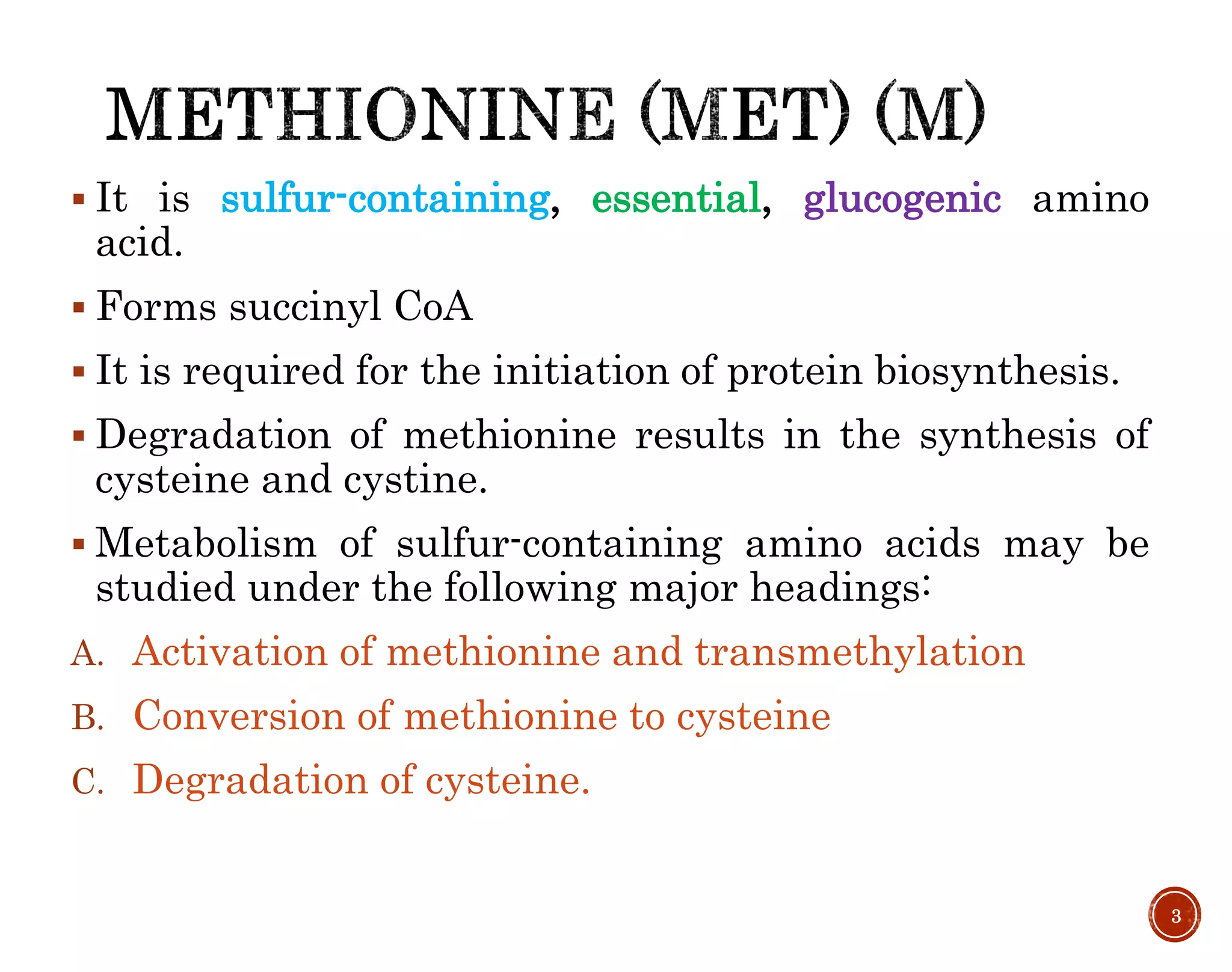 Sulfur containing amino acid metabolism | PPTX