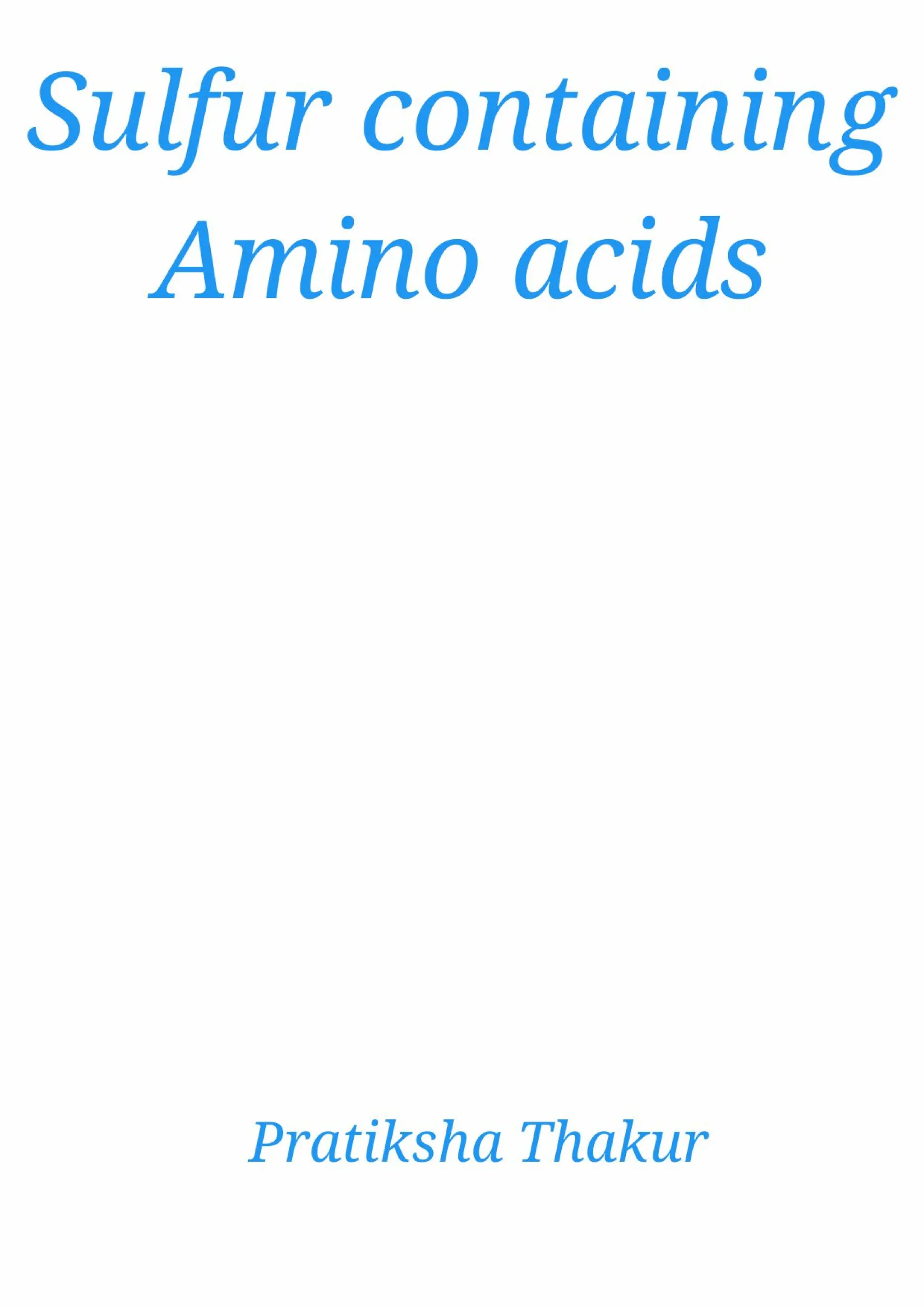 Sulfur containing Amino acids | PDF