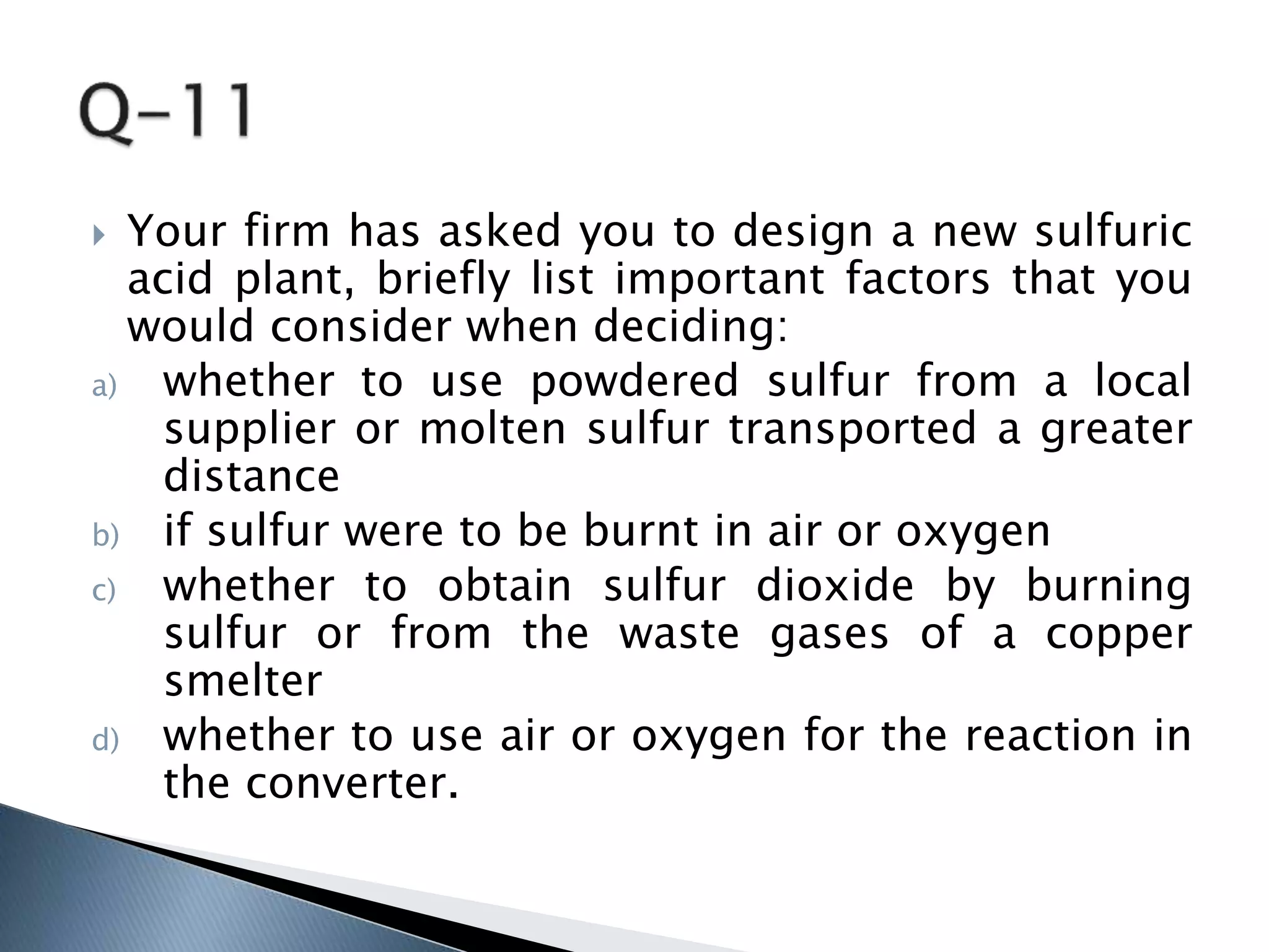 Sulfuric acid manufacturing and process flow diagram | PPTX | Chemistry ...