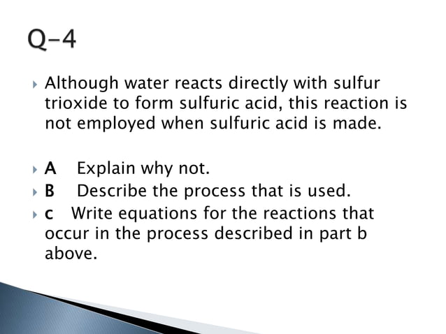 Sulfuric acid manufacturing and process flow diagram | PPTX | Chemistry ...