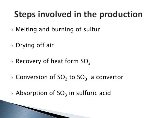 Sulfuric acid manufacturing and process flow diagram | PPTX | Chemistry ...
