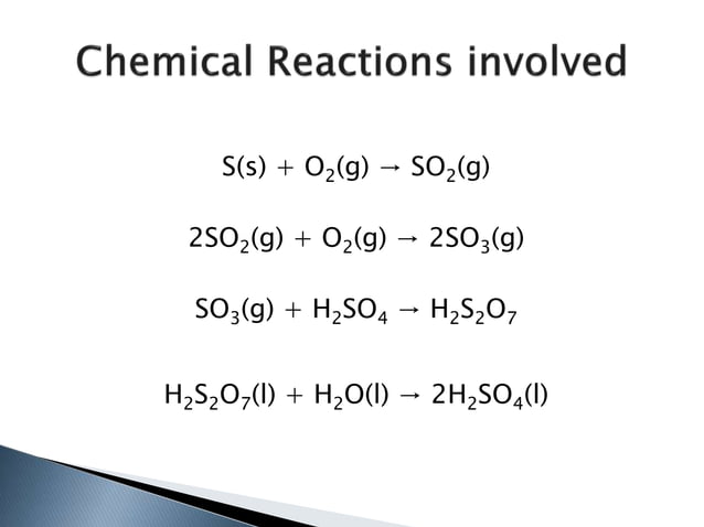 Sulfuric acid manufacturing and process flow diagram | PPTX | Chemistry ...