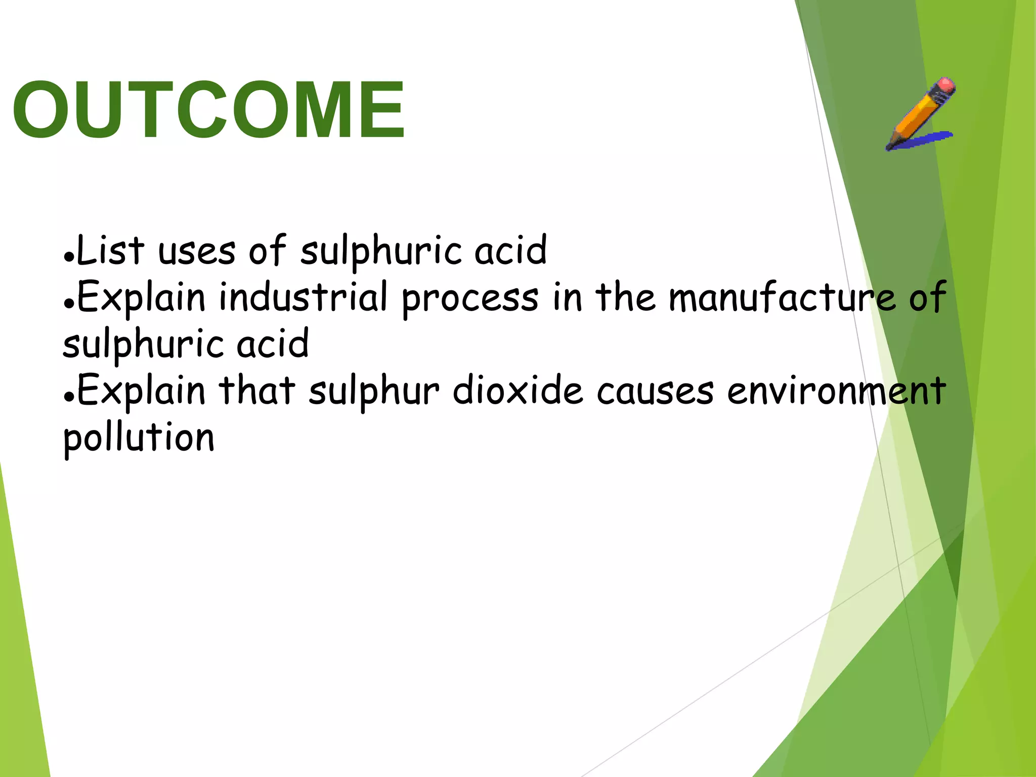 Sulfuric acid production by contact method (traditional) | PPTX