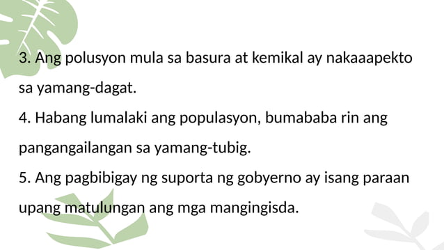 Suliranin sa Sektor ng Agrikultura (pangingisda, Paggugubat).pptx