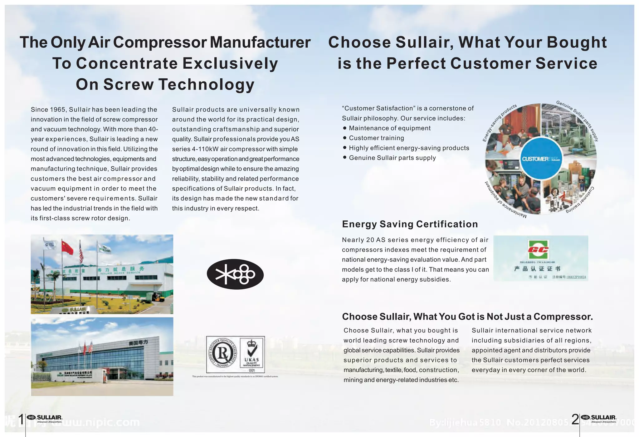 Sullair screw air compressor as 04 - 110kW | PDF