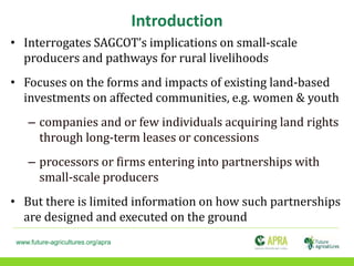 The politics of SAGCOT: Implications for small-scale producers and ...