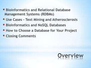 Limits of RDBMS and Need for NoSQL in Bioinformatics | PPT