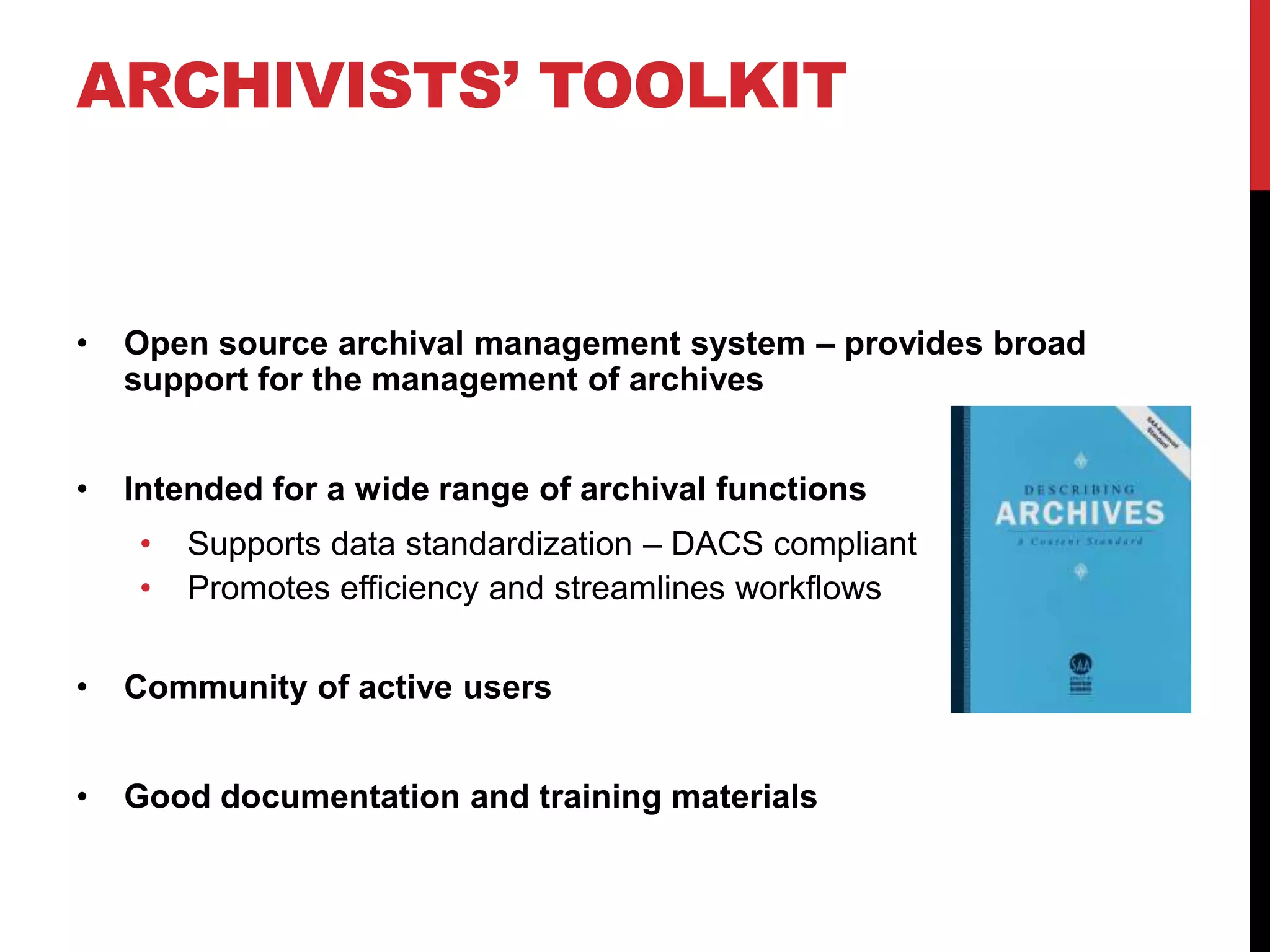 Limitations of Archivists' Toolkit | PPT