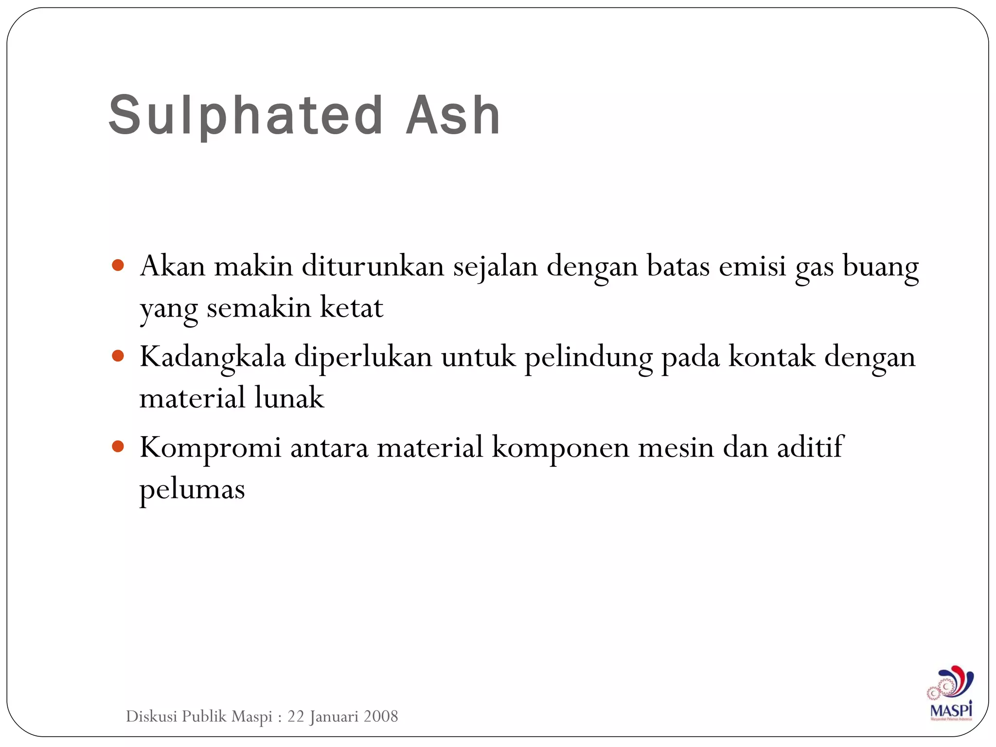 Sulphated ash itb | PPT