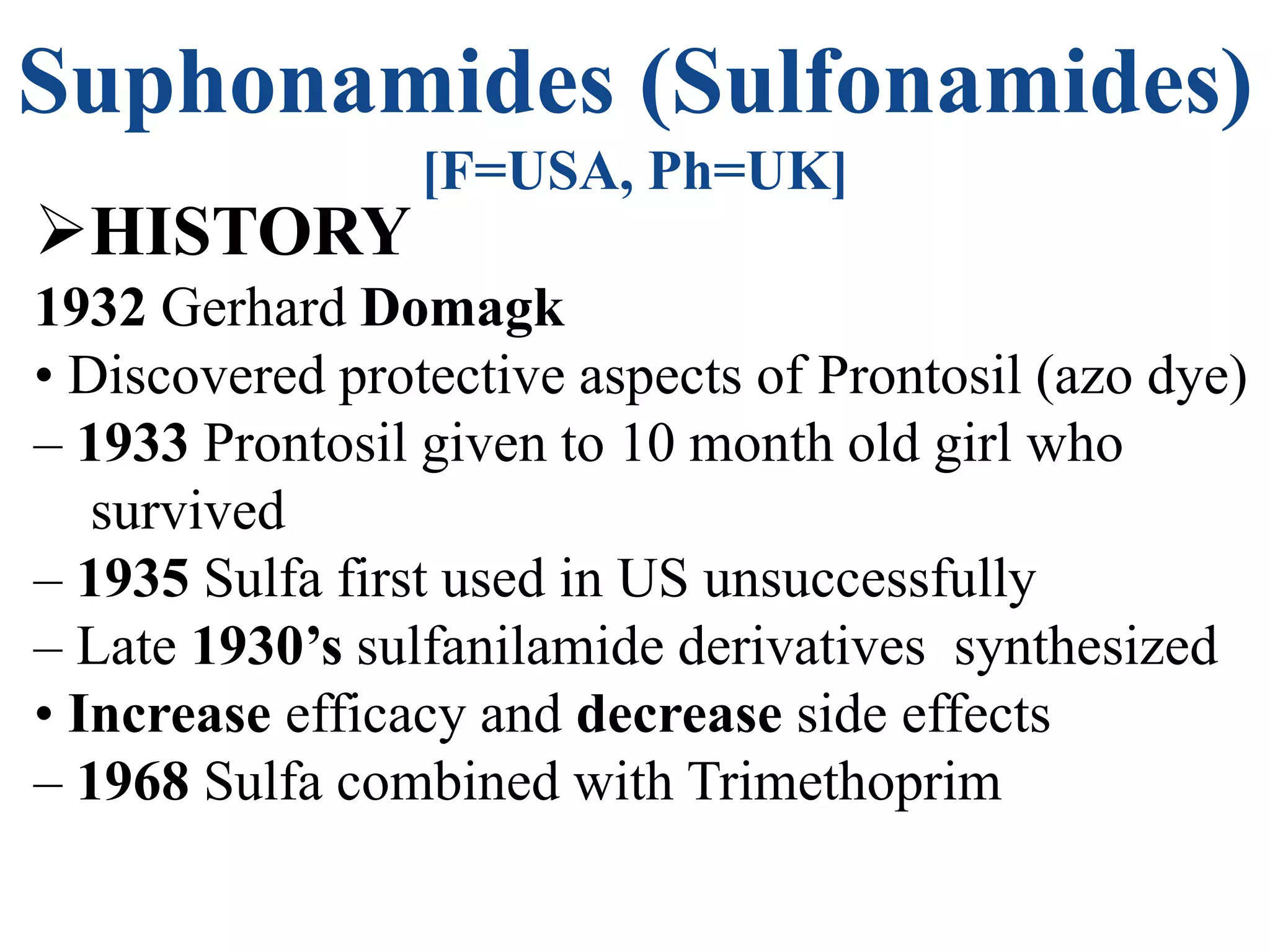 Artificial Synthetic Antimicrobial Drugs-Sulphonamide | PPT | Free Download